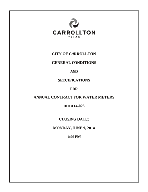 ANNUAL CONTRACT FOR WATER METERS Doc Template | pdfFiller