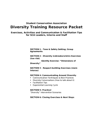 Diversity Training Resource Packet Doc Template | pdfFiller