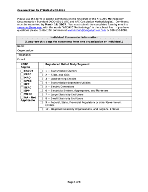 Please use this to submit comments on the first draft of the ATC/AFC ...