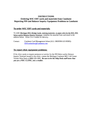 michigan wic ebt order Doc Template | pdfFiller
