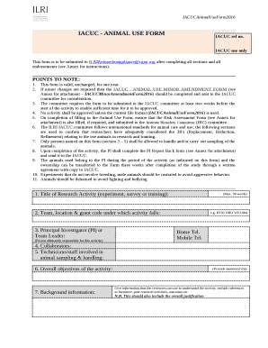 IACUC - ANIMAL USE Doc Template | pdfFiller