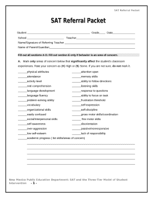 SAT Referral Packet Doc Template | pdfFiller