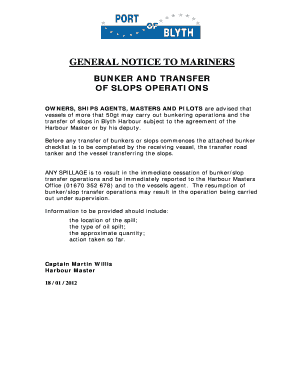 Fillable Online portofblyth co GENERAL NOTICE TO MARINERS Fax Email ...