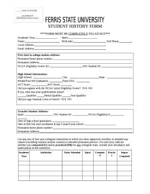 STUDENT HISTORY Doc Template | pdfFiller