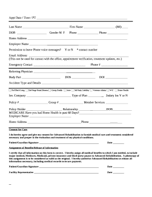 Appt Date / Time / PT Doc Template | pdfFiller