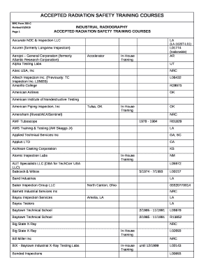 Page 1ACCEPTED RADIATION SAFETY TRAINING COURSES Doc Template | pdfFiller
