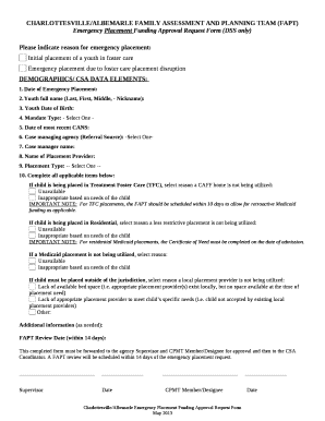 Emergency Placement Funding Approval Request (DSS only) Doc Template ...