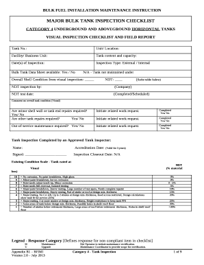 MAJOR BULK TANK INSPECTION CHECKLIST Doc Template | pdfFiller