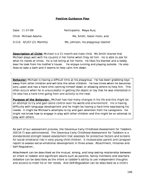 Positive Guidance Plan Doc Template | pdfFiller