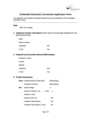 Embedded Generation Connection Application Doc Template | pdfFiller