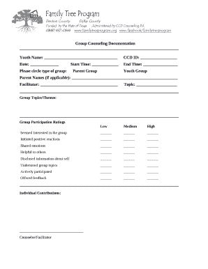 Group Counseling Documentation Doc Template | pdfFiller