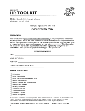 TOOL:Sample Exit Interview Doc Template | pdfFiller