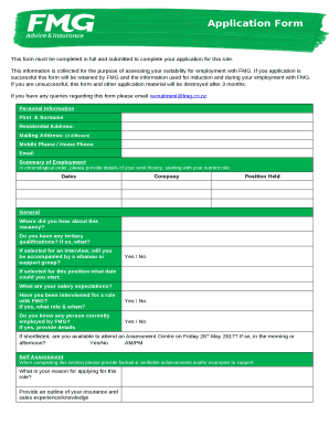 If you application is successful this will be retained by FMG and the ...