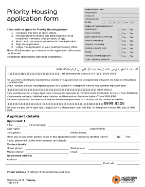 Priority Housing application - nt gov Doc Template | pdfFiller