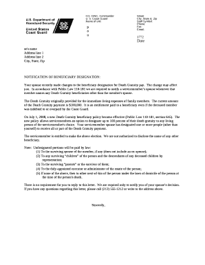 NOTIFICATION OF BENEFICIARY DESIGNATION: Doc Template | pdfFiller