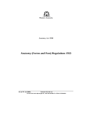 Anatomy (s and Fees) Regulations1933 Doc Template | pdfFiller