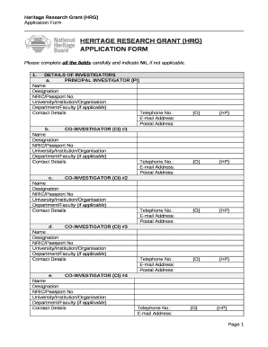 HERITAGE RESEARCH GRANT (HRG) Doc Template | pdfFiller
