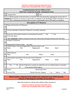 End-User Corporate Security Assessment - cso nasa Doc Template | pdfFiller