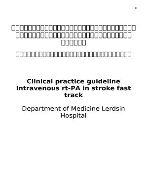 Intravenous rt-PA in stroke fast track Doc Template | pdfFiller