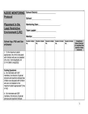 NJDOE MONITORING Protocol Doc Template | pdfFiller