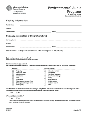 Environmental Audit Program Doc Template | pdfFiller