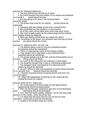 Exercise 50: Predicate Adjectives Doc Template | pdfFiller