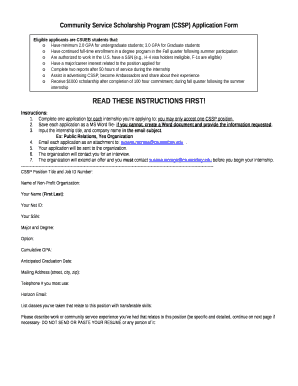 Community Service Scholarship Program (CSSP) Application Doc Template ...