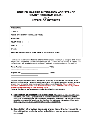 UNIFIED HAZARD MITIGATION ASSISTANCE Doc Template | pdfFiller