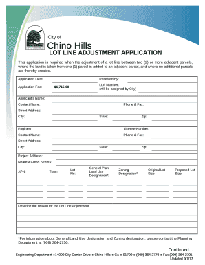 This application is required when the adjustment of a lot line between ...
