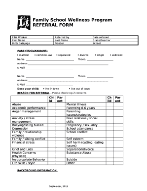 Family School Wellness Program Doc Template | pdfFiller