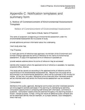 Appendix C: Notification templates and summary Doc Template | pdfFiller