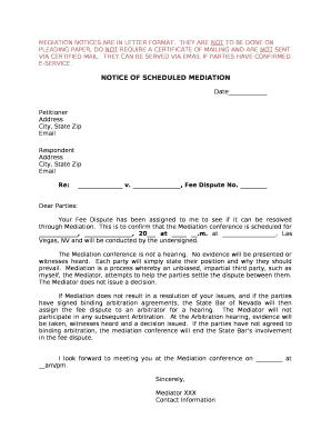 MEDIATION NOTICES ARE IN LETTER AT Doc Template | pdfFiller