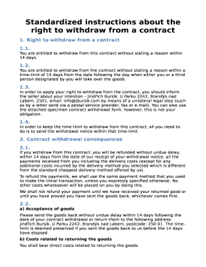 Standardized instructions about the right to withdraw from a contract ...