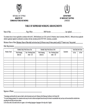 shipboard working arrangement Doc Template | pdfFiller