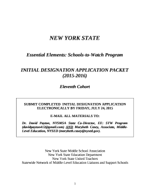 INITIAL DESIGNATION APPLICATION PACKET (2015-2016) Doc Template | pdfFiller