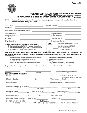Temporary Street and Lane Closures Doc Template | pdfFiller