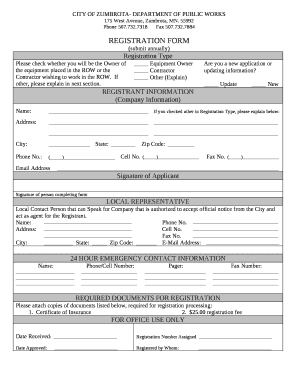 CITY OF ZUMBROTA- DEPARTMENT OF PUBLIC WORKS Doc Template | pdfFiller