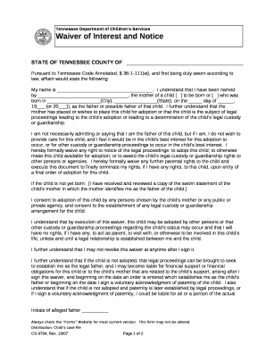 Waiver of Interest and Notice Doc Template | pdfFiller