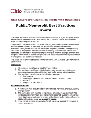 Public/Non-profit Best Practices Award - gcpd ohio Doc Template | pdfFiller