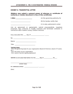 EXHIBIT A- TRANSMITTAL LETTER Doc Template | pdfFiller
