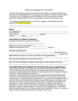 Medical Acknowledgment and Consent Doc Template | pdfFiller