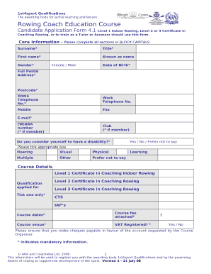 1 Level 1 Indoor Rowing, Level 2 or 3 Certificate in Coaching Rowing ...