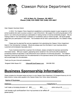 Clawson Police Department Doc Template | pdfFiller