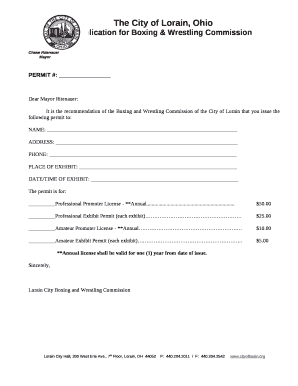 Application for Boxing & Wrestling Commission Doc Template | pdfFiller