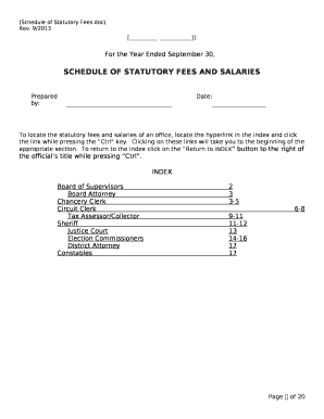 SCHEDULE OF STATUTORY FEES AND SALARIES Doc Template | pdfFiller
