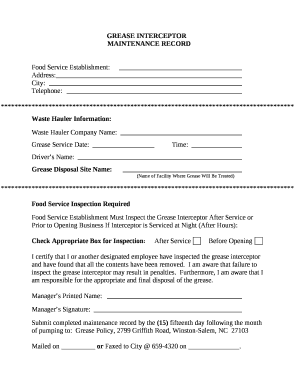 GREASE INTERCEPTOR Doc Template | pdfFiller