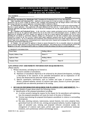 APPLICATION FOR PLANNED unit AMENDMENT template Doc Template | pdfFiller
