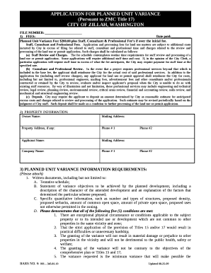 APPLICATION FOR PLANNED unit VARIANCE Doc Template | pdfFiller