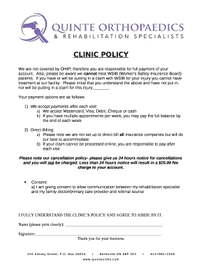 CLINIC POLICY Doc Template | pdfFiller