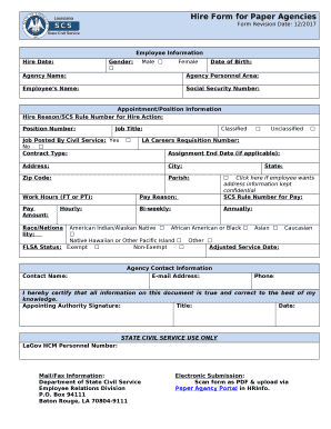 Hire for Paper Agencies template Doc Template | pdfFiller